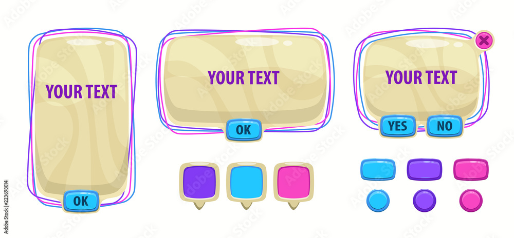 Cartoon user interface elements. Vector assets for game design. vector ...