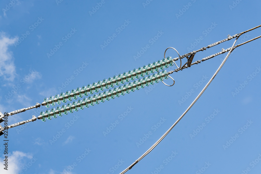 Elements of a high-voltage power line with a voltage of 330,000 volts ...