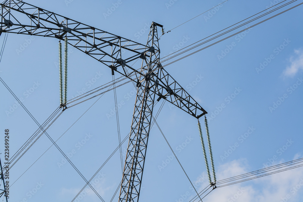 Elements of a high-voltage power line with a voltage of 750,000 volts ...
