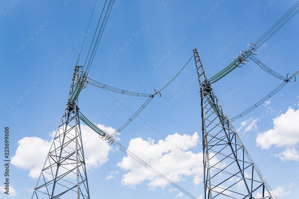 Elements of a high-voltage power line with a voltage of 750,000 volts ...
