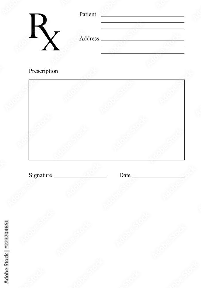 Blank Rx prescription form. Medical concept. Vector illustration Stock ...