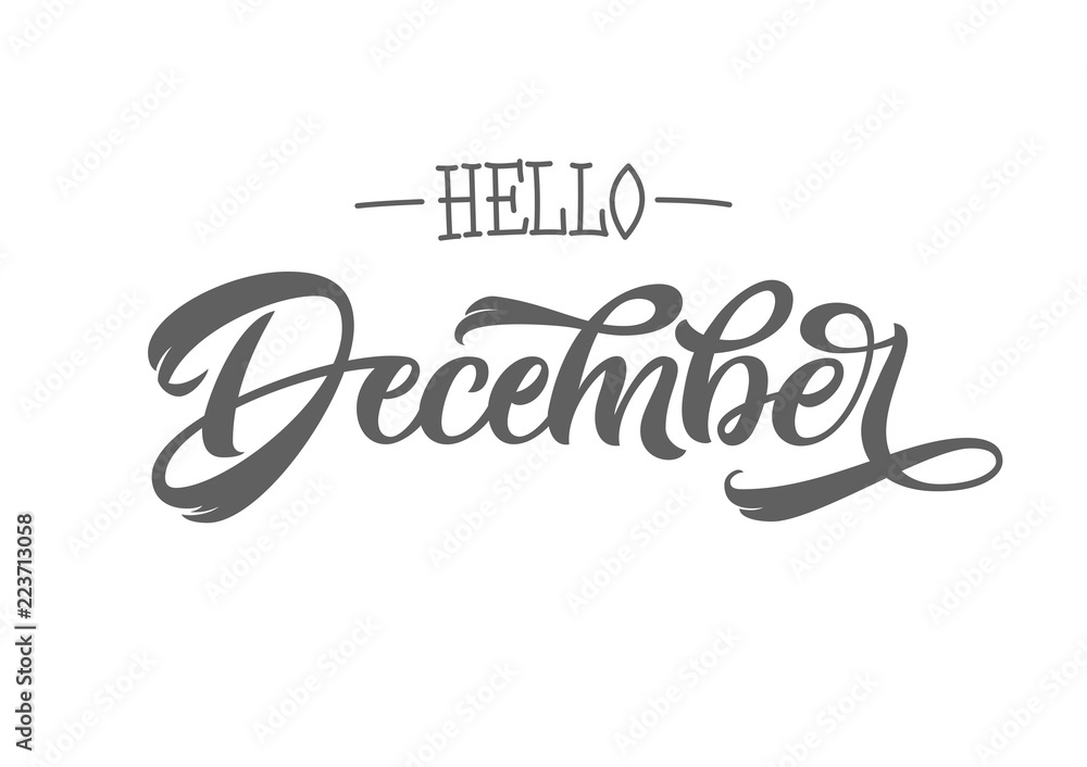 Calligraphic inscription December on isolated background. Modern ...