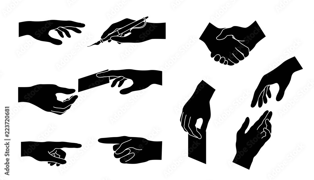 Hand collection. Vector silhouette. Concept for business Stock Vector ...