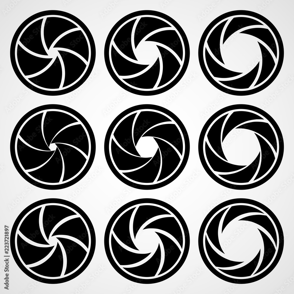 Set of aperture icons. Vector illustration. Stock Vector | Adobe Stock