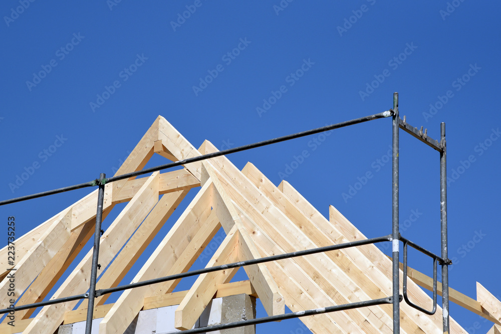 Timber structure for a roof Stock Photo | Adobe Stock