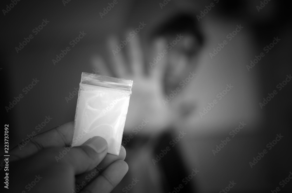 Concept: Asian man rejected drugs."International Day against Drug Abuse ...