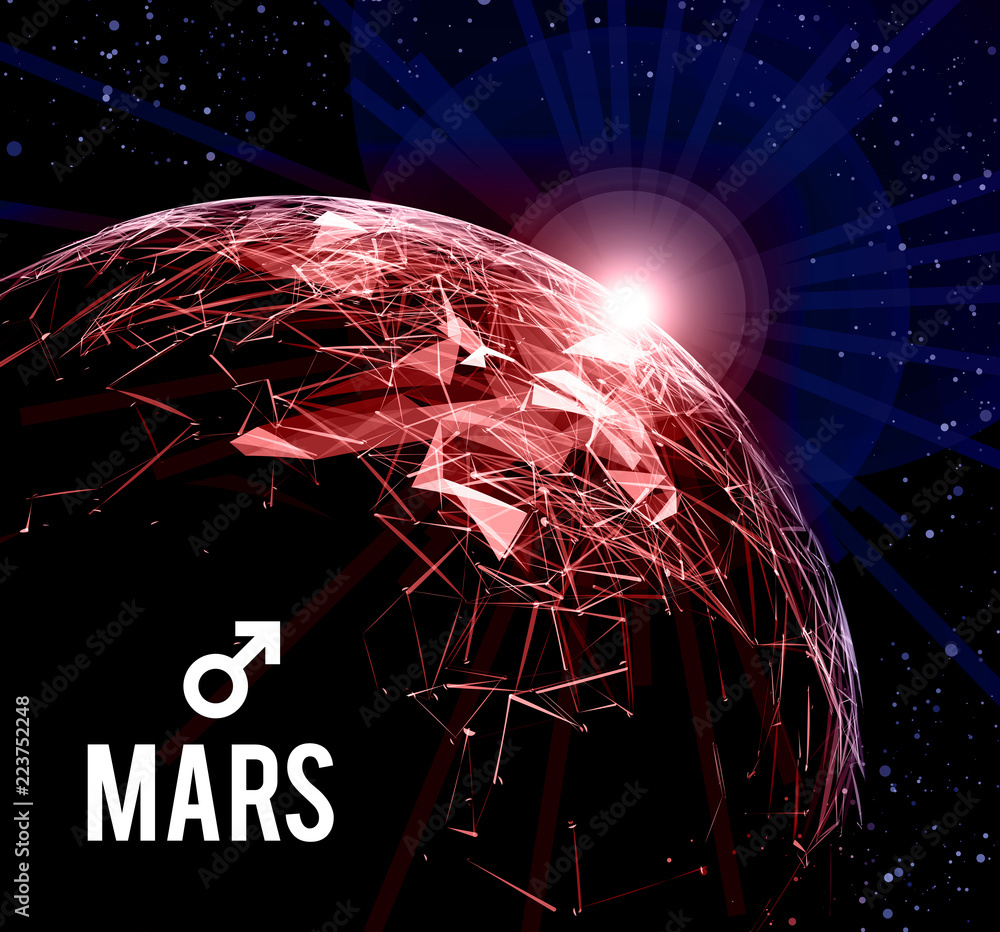 The planet Mars. illustration. Mars in astrology symbolizes vigor ...