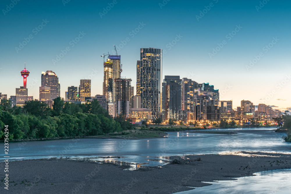 Calgary, Alberta City Skyline at Night Stock Photo | Adobe Stock
