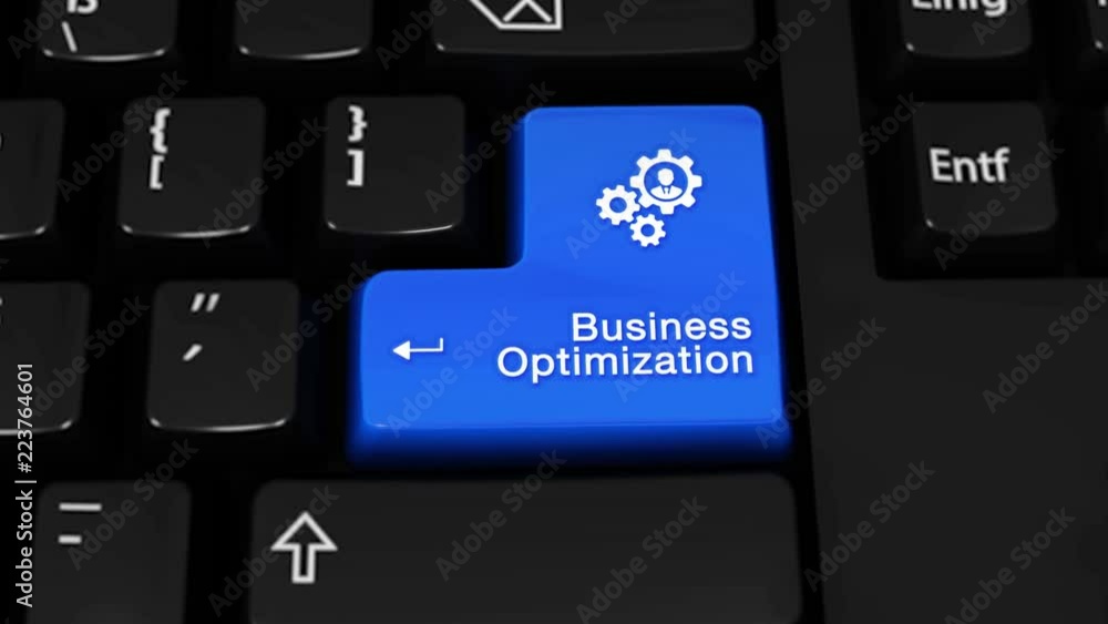 Vidéo Stock 423. Business Optimization Rotation Motion On Blue Enter Button On Modern Computer ...