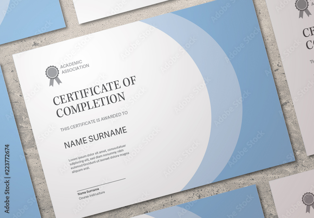 Certificate Layout with Blue Accents Stock Template | Adobe Stock