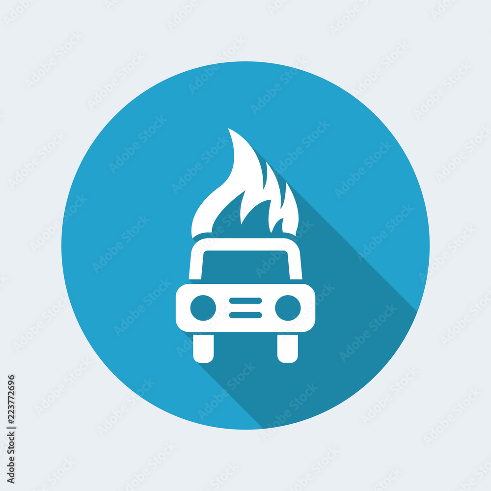 Vector illustration of single isolated burning car icon Stock Vector ...