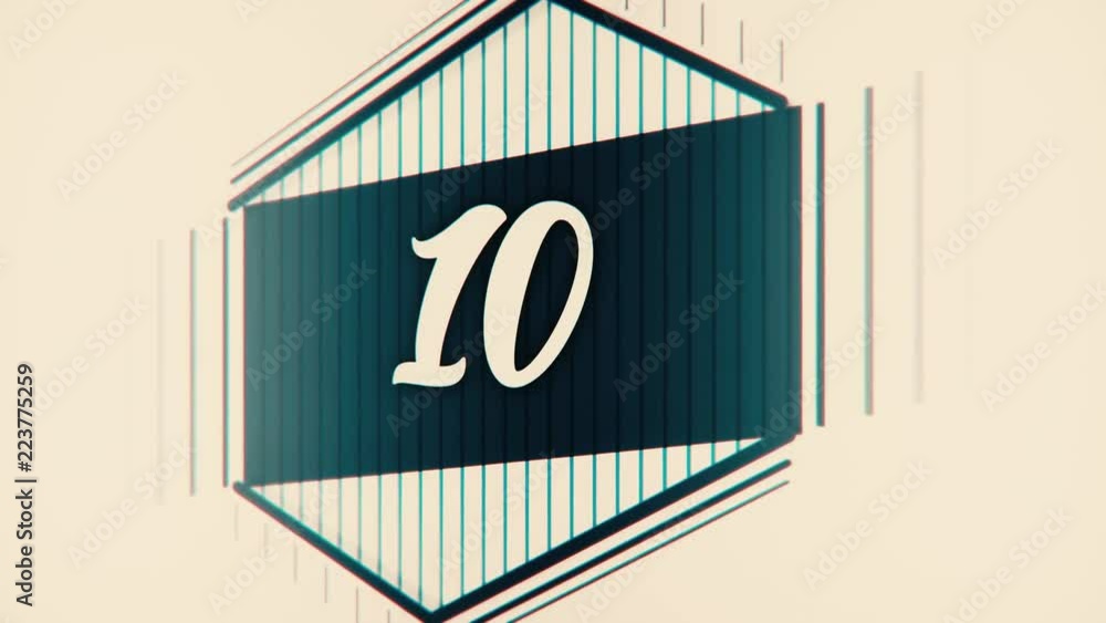 Countdown leader graphic 10 to 0. Number count from 1 to 10. Stop ...