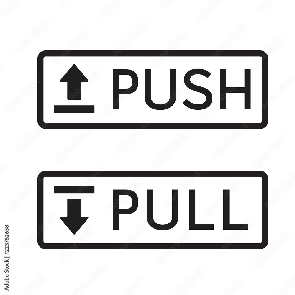 Push and pull sign label for door Stock Illustration | Adobe Stock