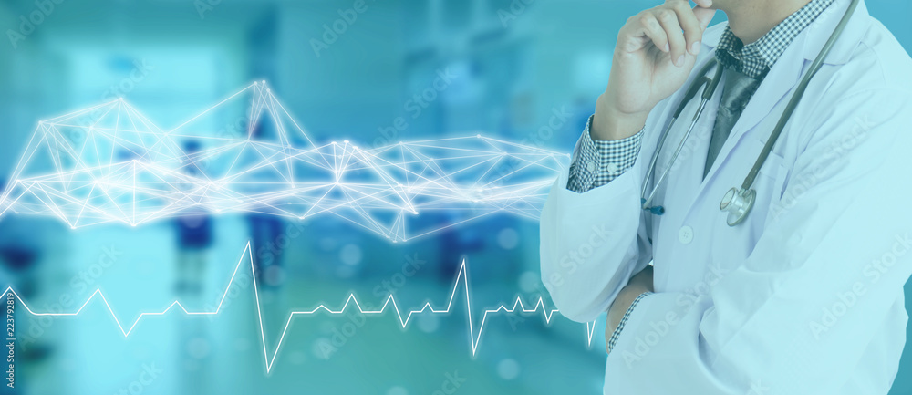 technology network in medical medicine concept, icon medical network ...