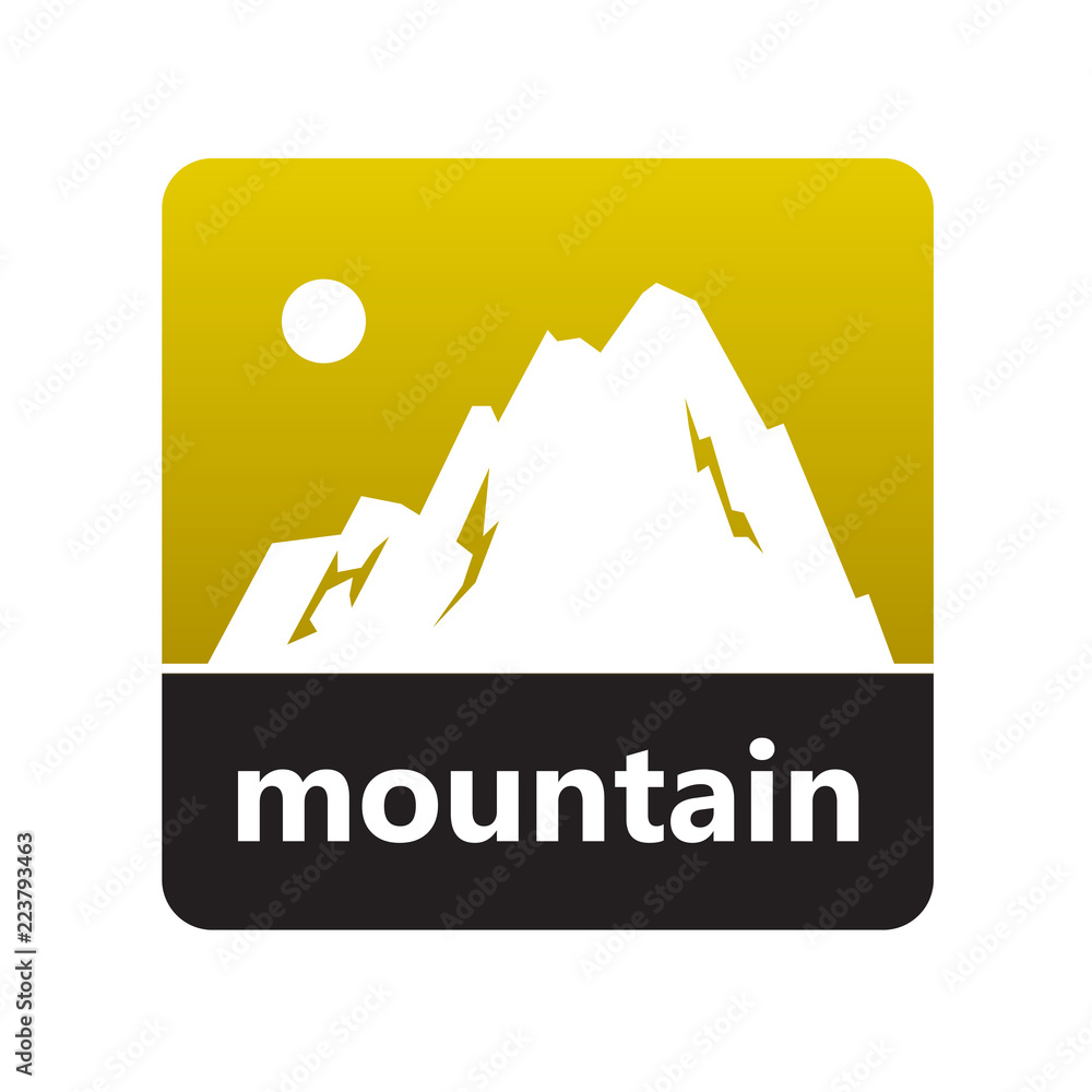 Mountain sign with label for print and digital content Stock ...