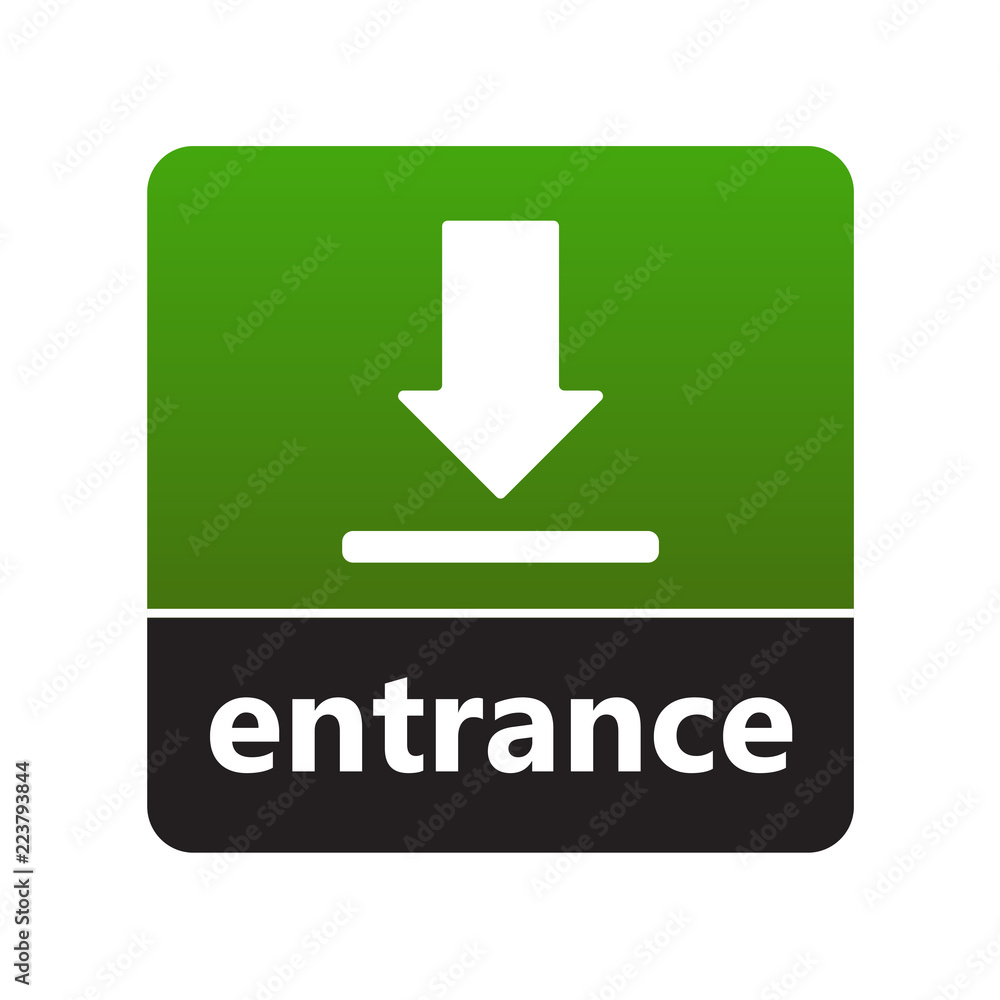 Entrance sign with label for print and digital content Stock ...
