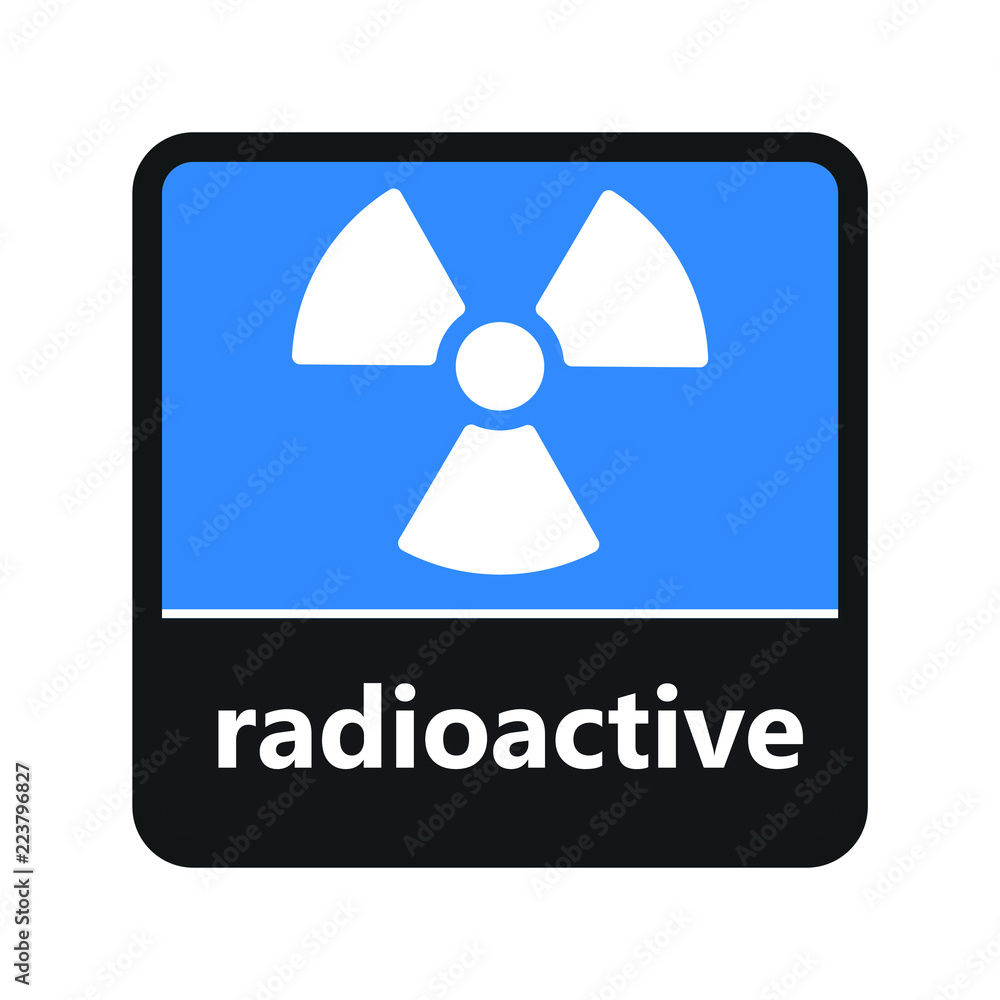 Radioactive alert sign with label for print and digital content Stock ...
