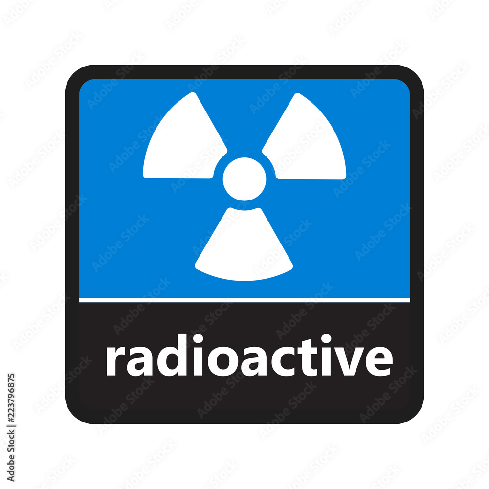 Radioactive alert sign with label for print and digital content Stock ...