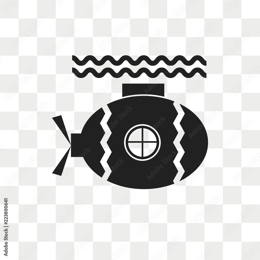 Submarine vector icon isolated on transparent background, Submarine ...