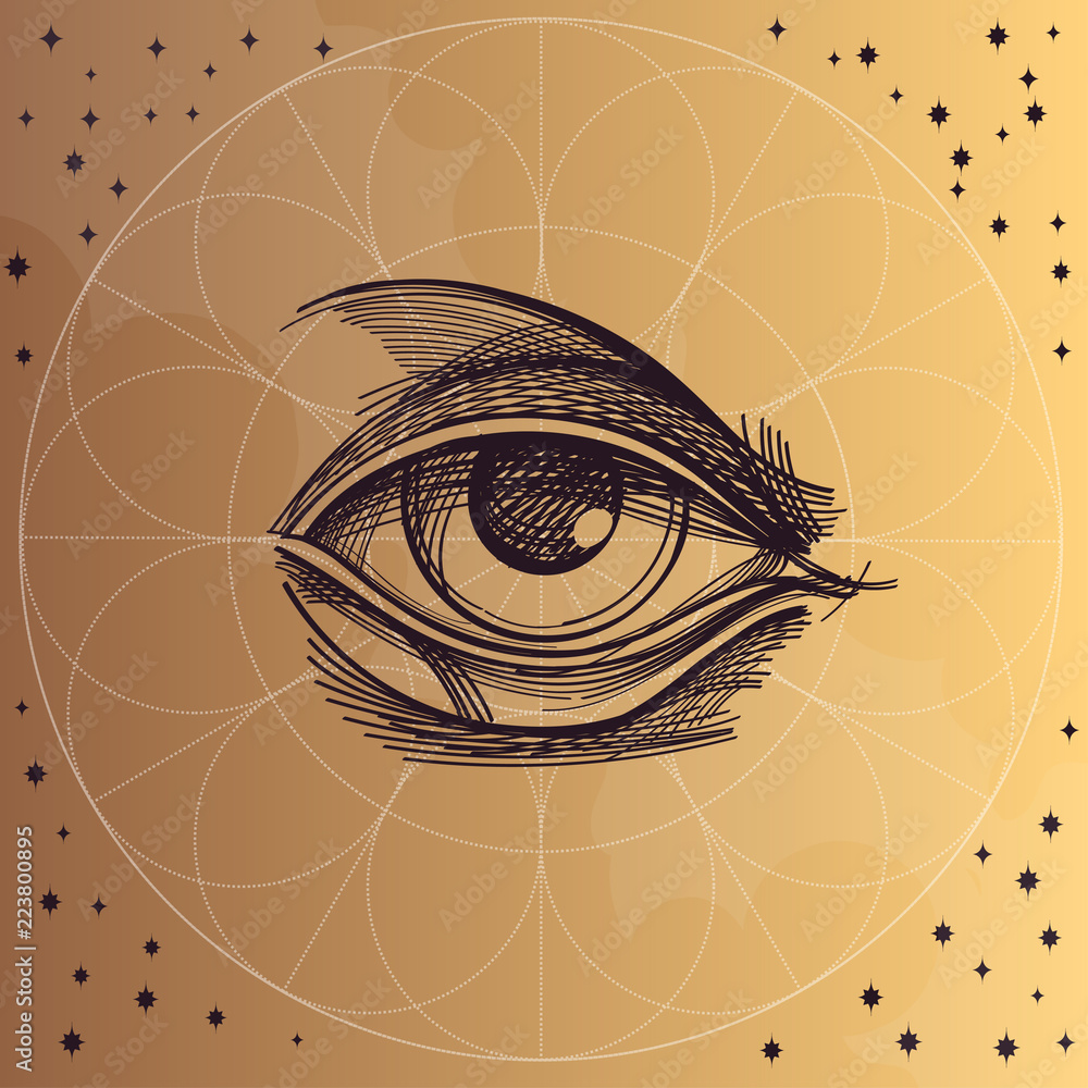 Hand drawn sketch Eye of Providence. All-seeing eye. Masonic symbol ...