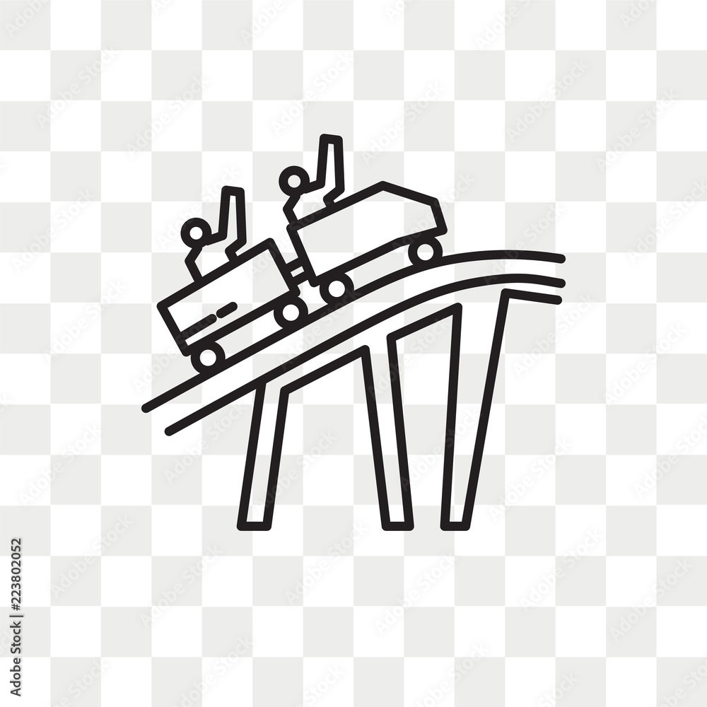 Roller Coaster vector icon isolated on transparent background, Roller ...