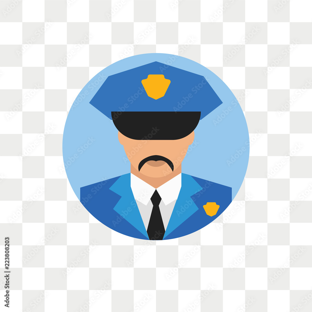 Policeman vector icon isolated on transparent background, Policeman ...