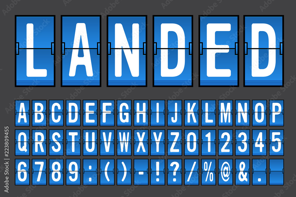 Airport Mechanical Flip Board Panel Font - White Font on Blue ...