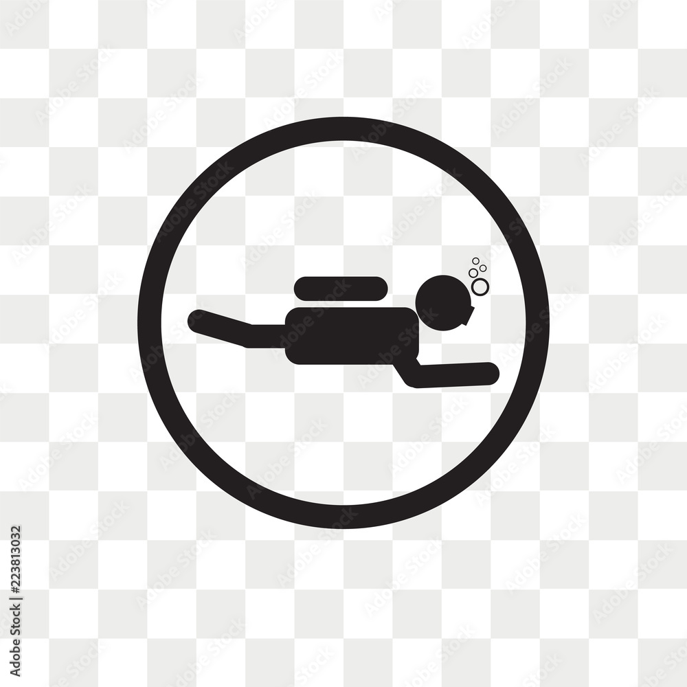 Scuba Diving vector icon isolated on transparent background, Scuba ...