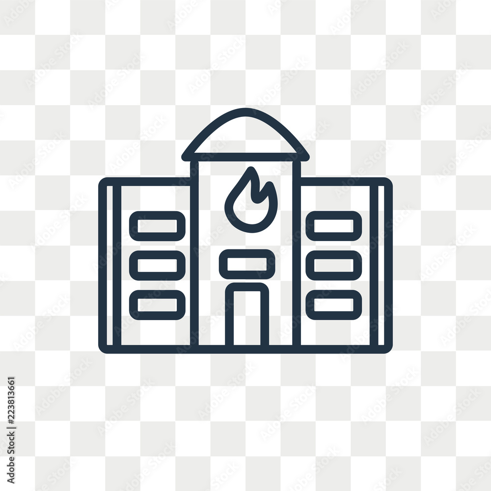 Fire station vector icon isolated on transparent background, Fire ...