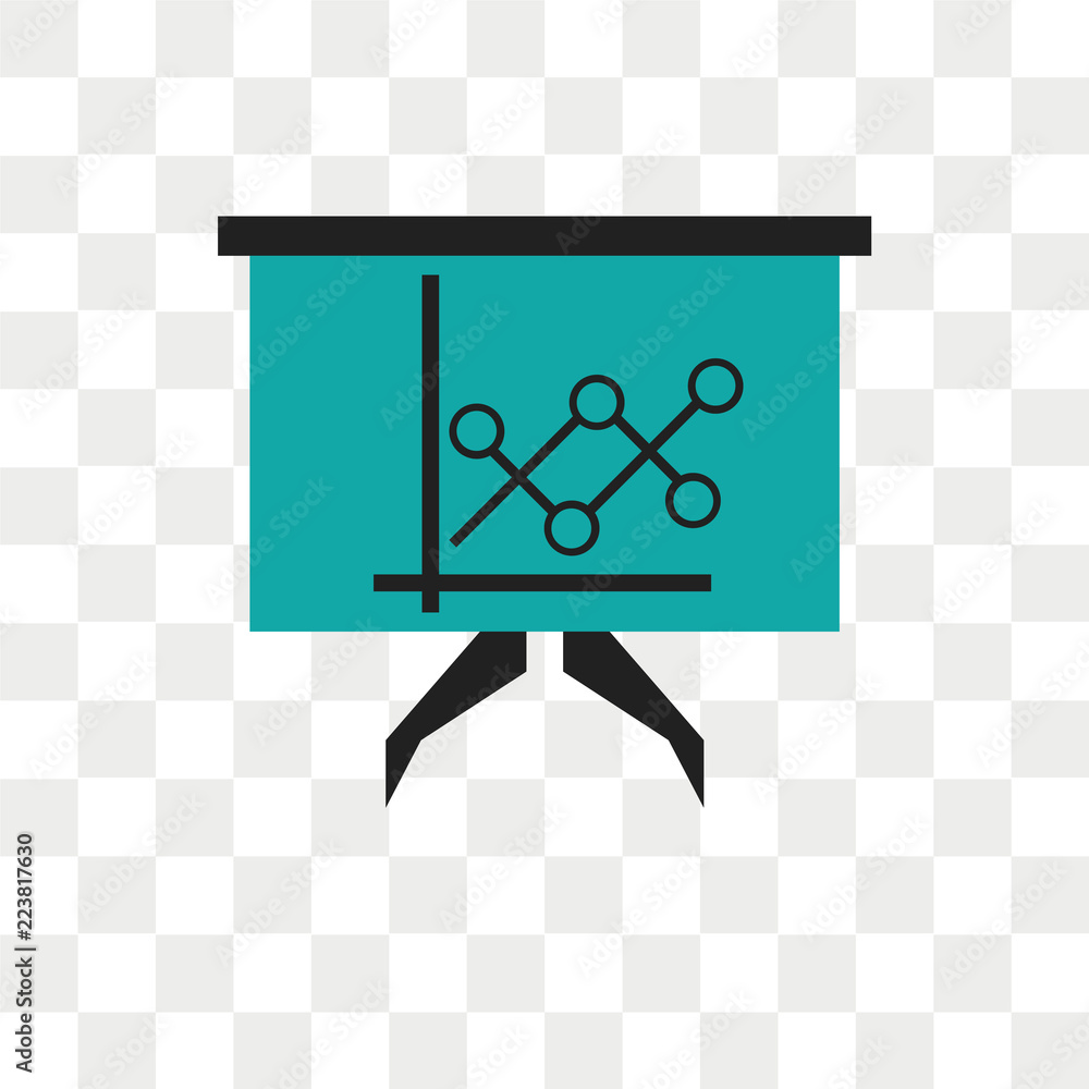 Data analytics presentation screen vector icon isolated on transparent ...