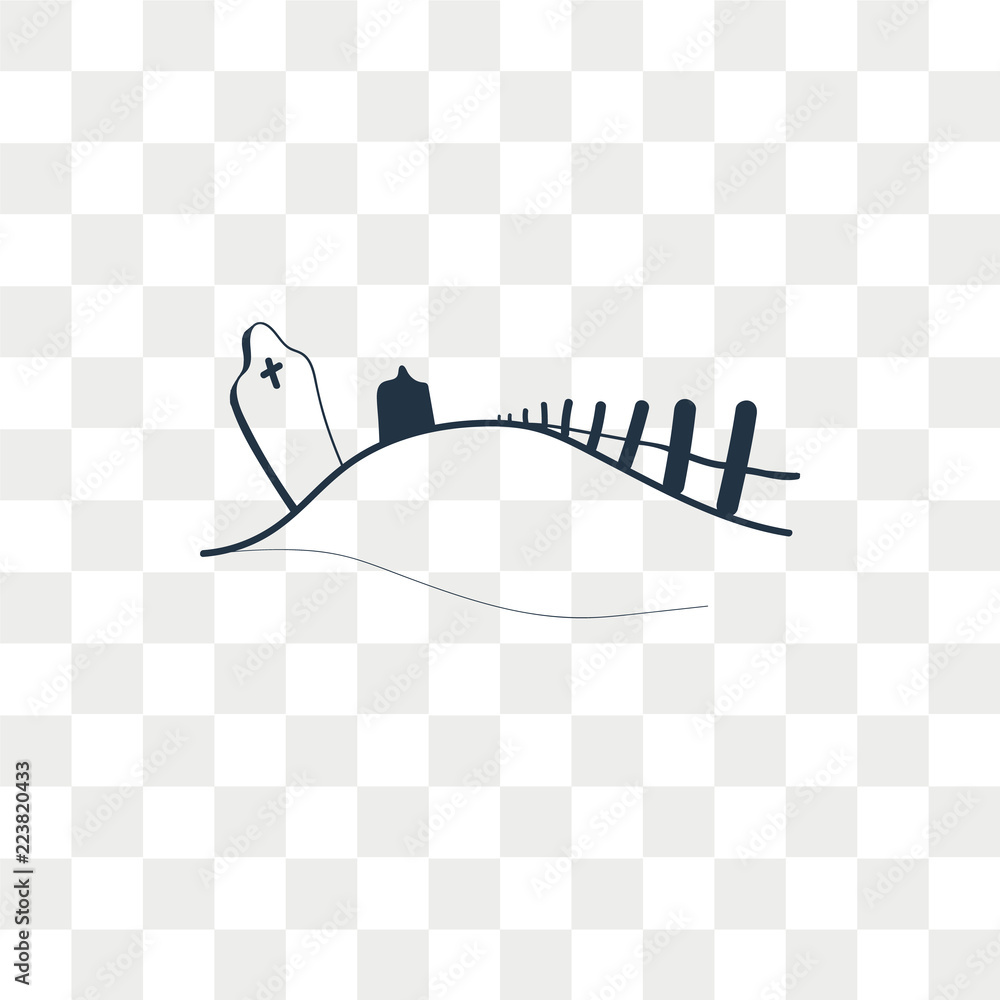 Cemetery vector icon isolated on transparent background, Cemetery logo ...