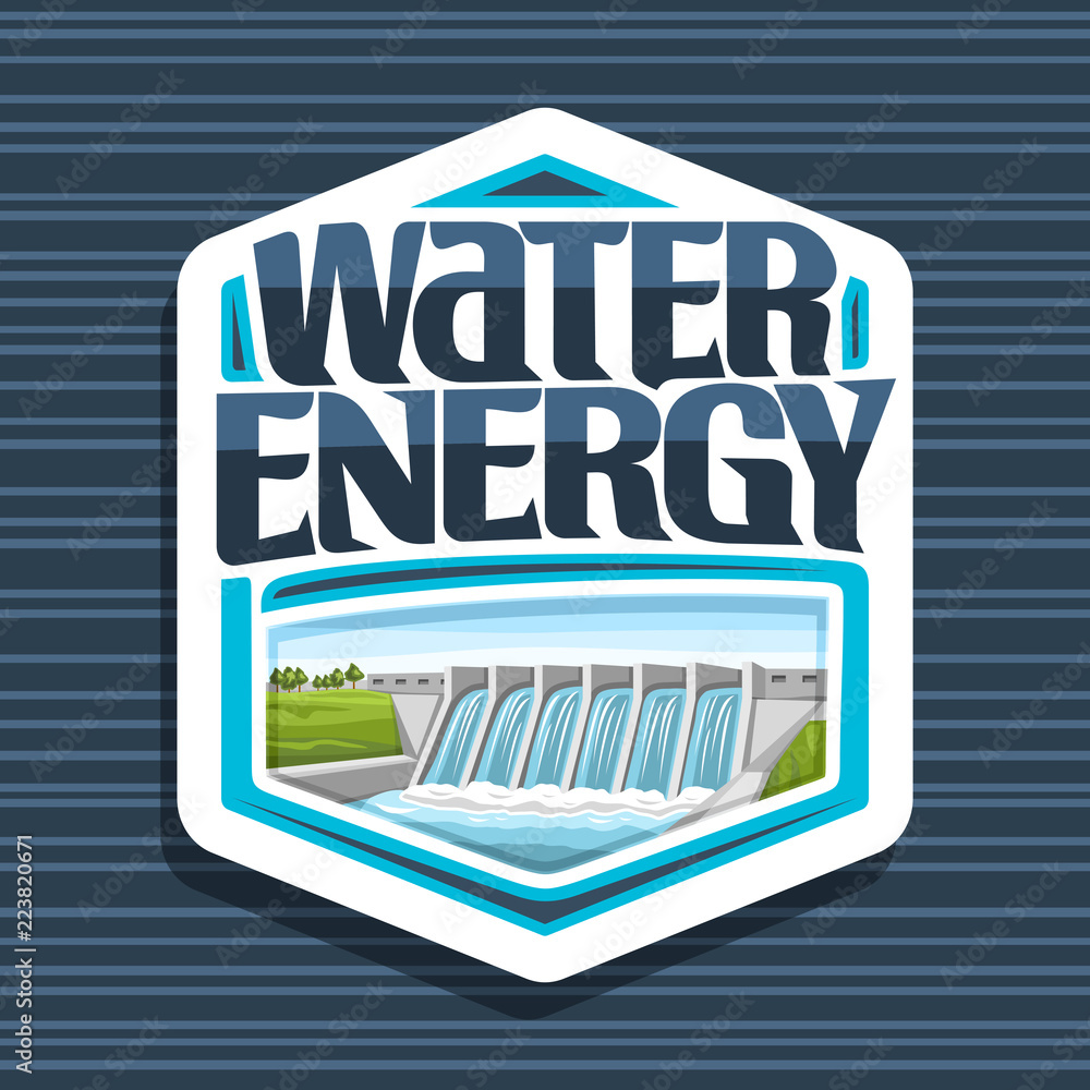 Vector logo for Water Energy, white hexagonal tag with small ...