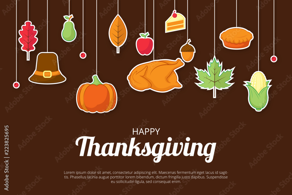 Happy thanksgiving background with flat icon. Can be used for poster ...