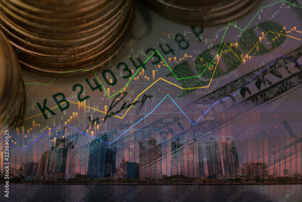 Stock market or property investmen in graphic design with cityscape ...