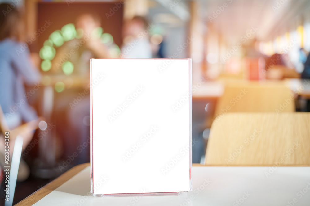 Menu frame on table in restaurant cafe bar, mock up Stock Photo | Adobe ...