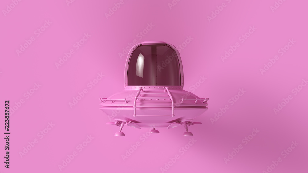 Pink UFO 3d illustration 3d render Stock Illustration | Adobe Stock