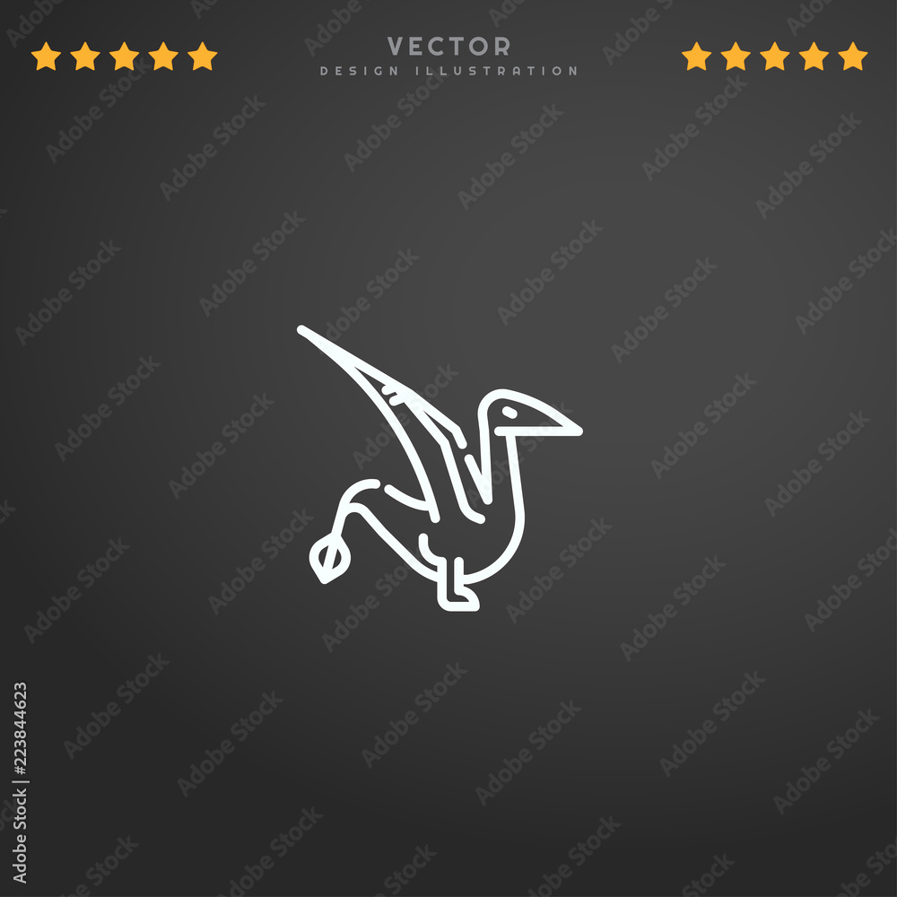 Outline Rhamphorhynchus icon isolated on gradient background, for ...