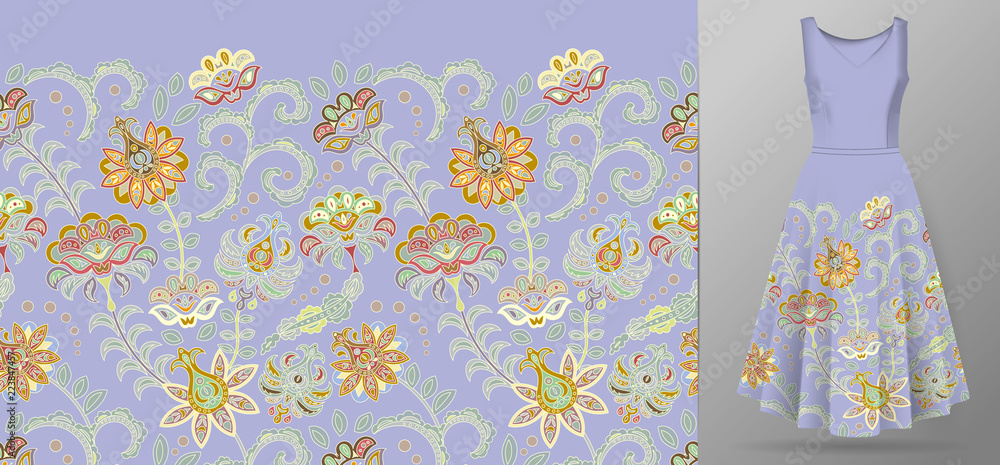 Vertical seamless fashion background. Women's long dress mock up with ...