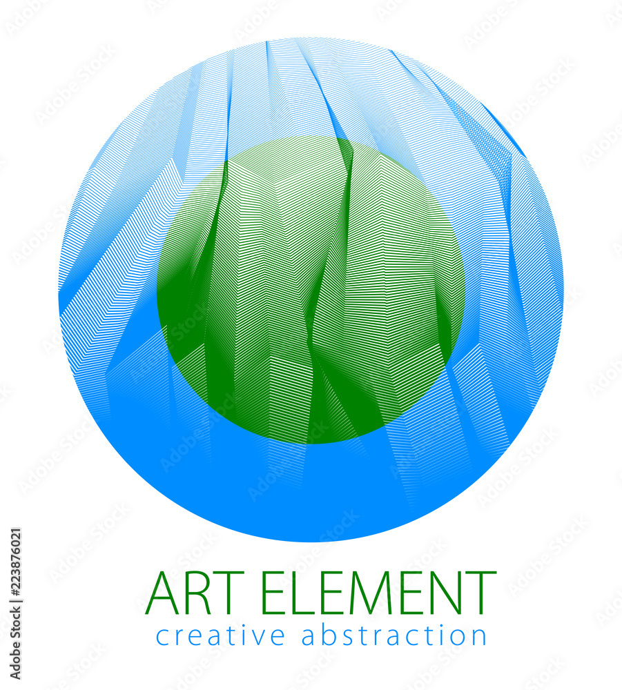 Beautiful art element, linear texture of surface or textile in a shape ...