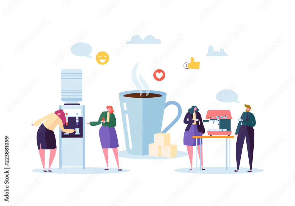 Office Lunch Time. Business People Characters on Coffee Break ...