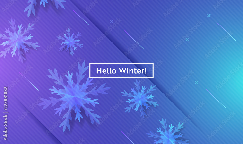 Hello Winter Layout with Snowflakes for Web, Landing Page, Banner ...