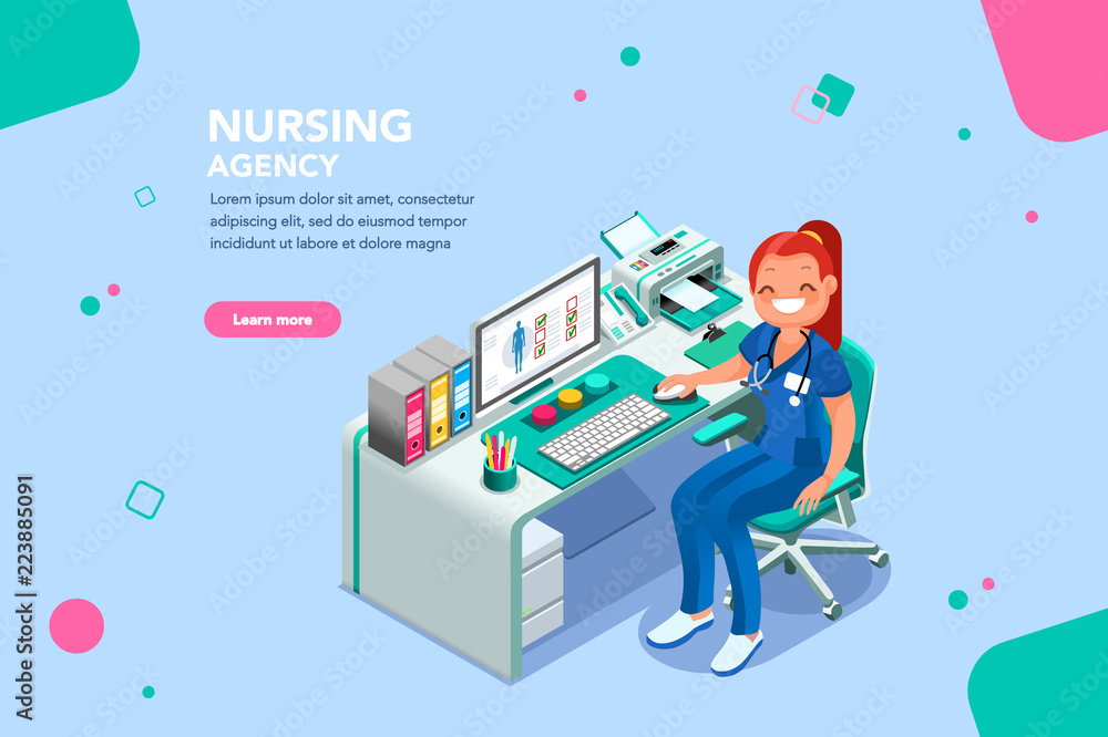 Concept with characters, treatment and exam patient, specialist cartoon ...