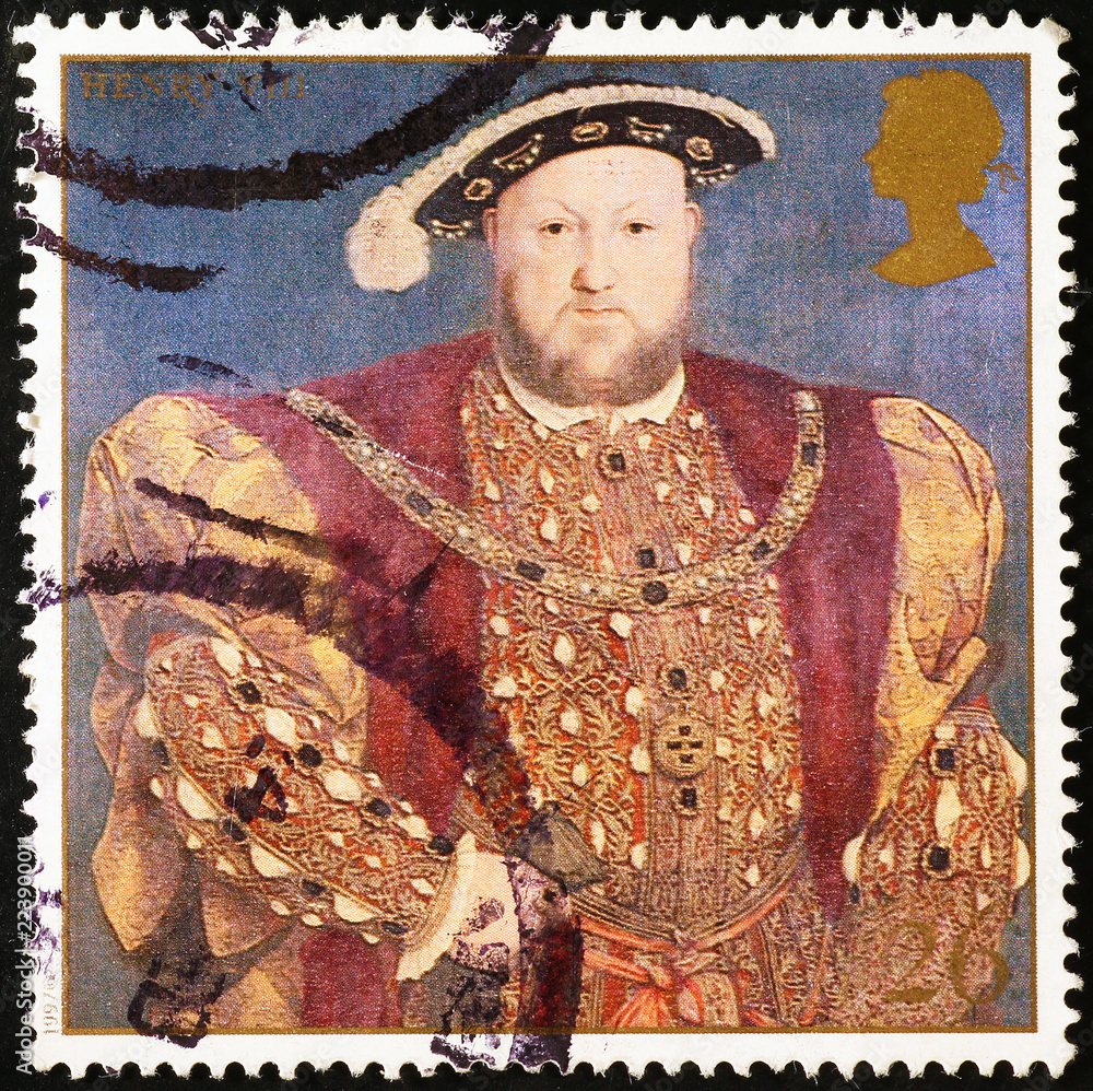 Portrait of King Henry VIII on british postage stamp Stock Photo ...