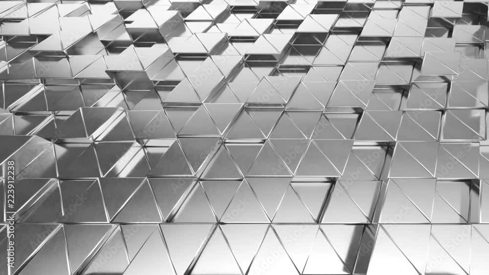 Abstract looping motion background texture of metallic triangles. Stock ...