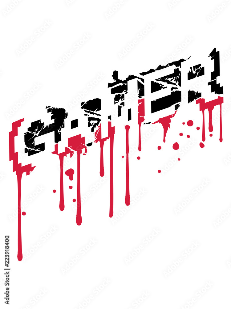 tropfen graffiti gamer cool risse kratzer logo wahrer pixel 8 bit retro ...