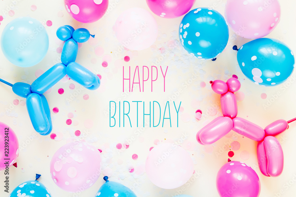 Colorful balloons on pastel color background. Festive or birthday party ...