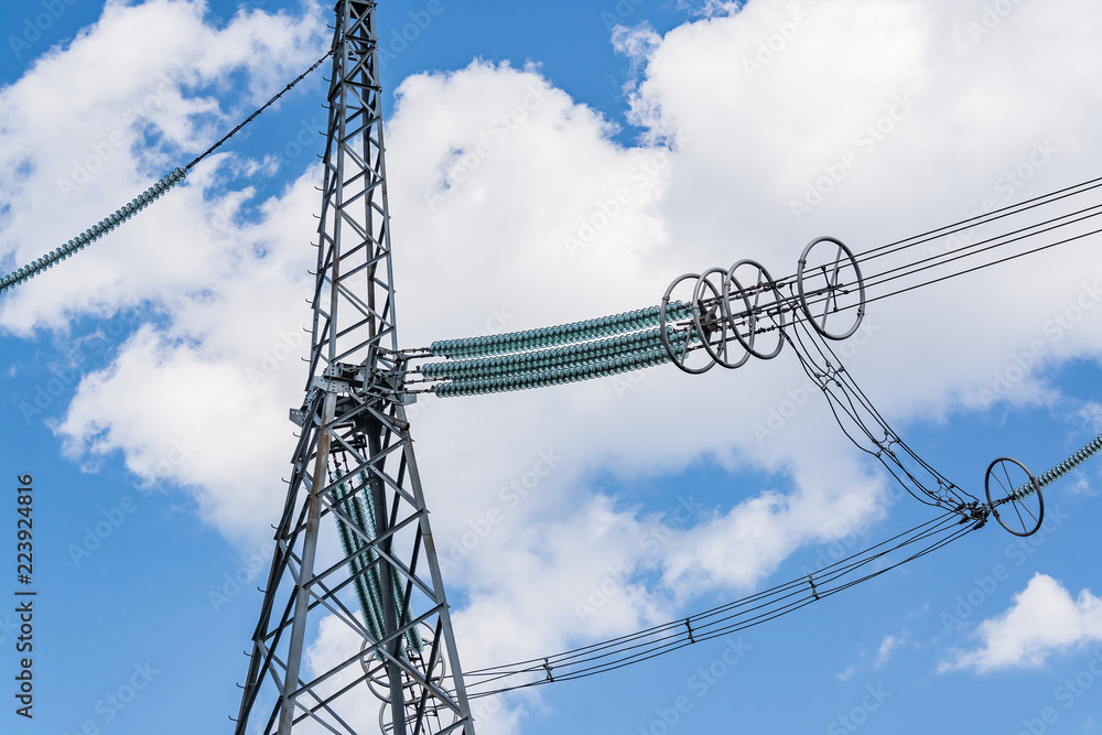 Elements of a high-voltage power line with a voltage of 750,000 volts ...
