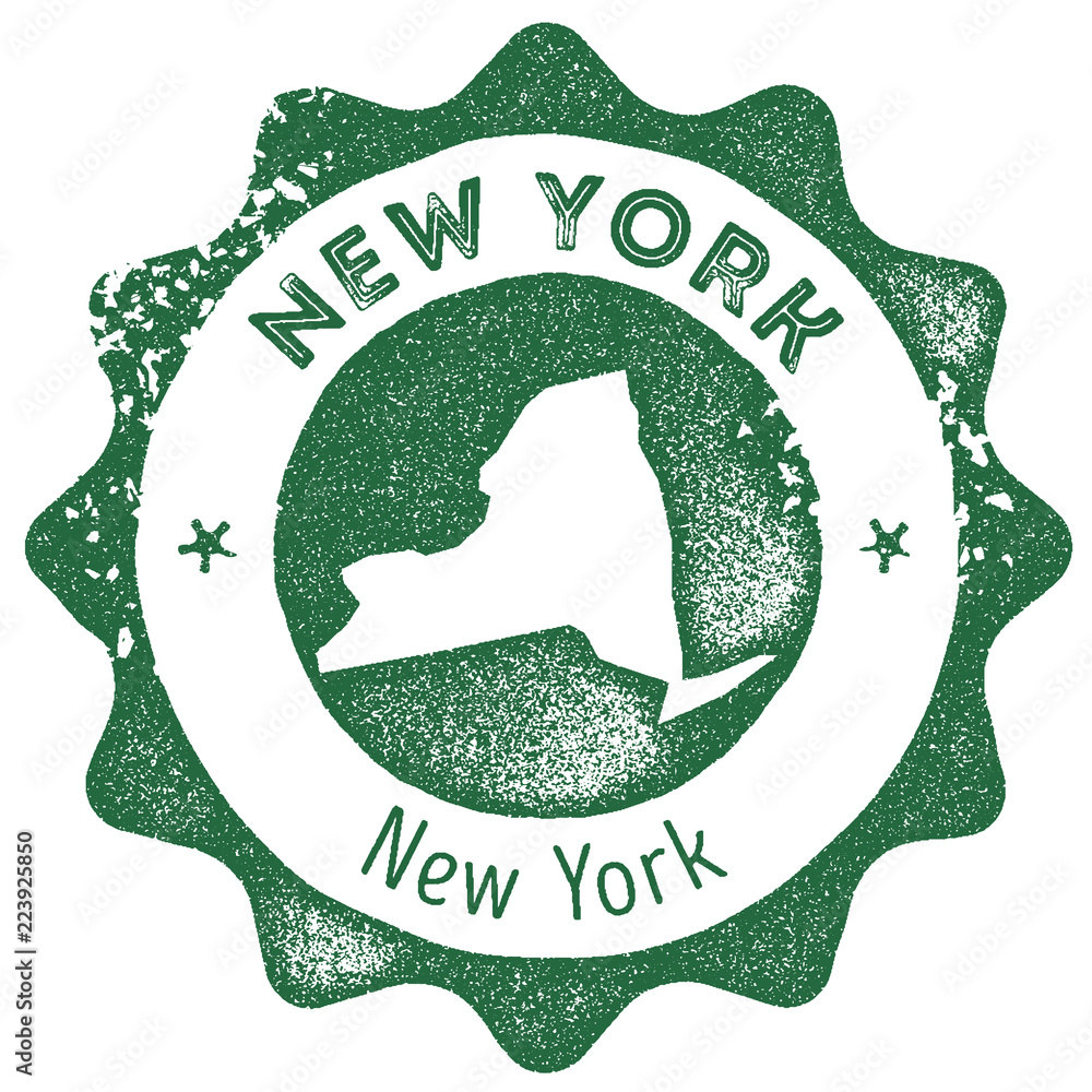 New York map vintage stamp. Retro style handmade label, badge or ...