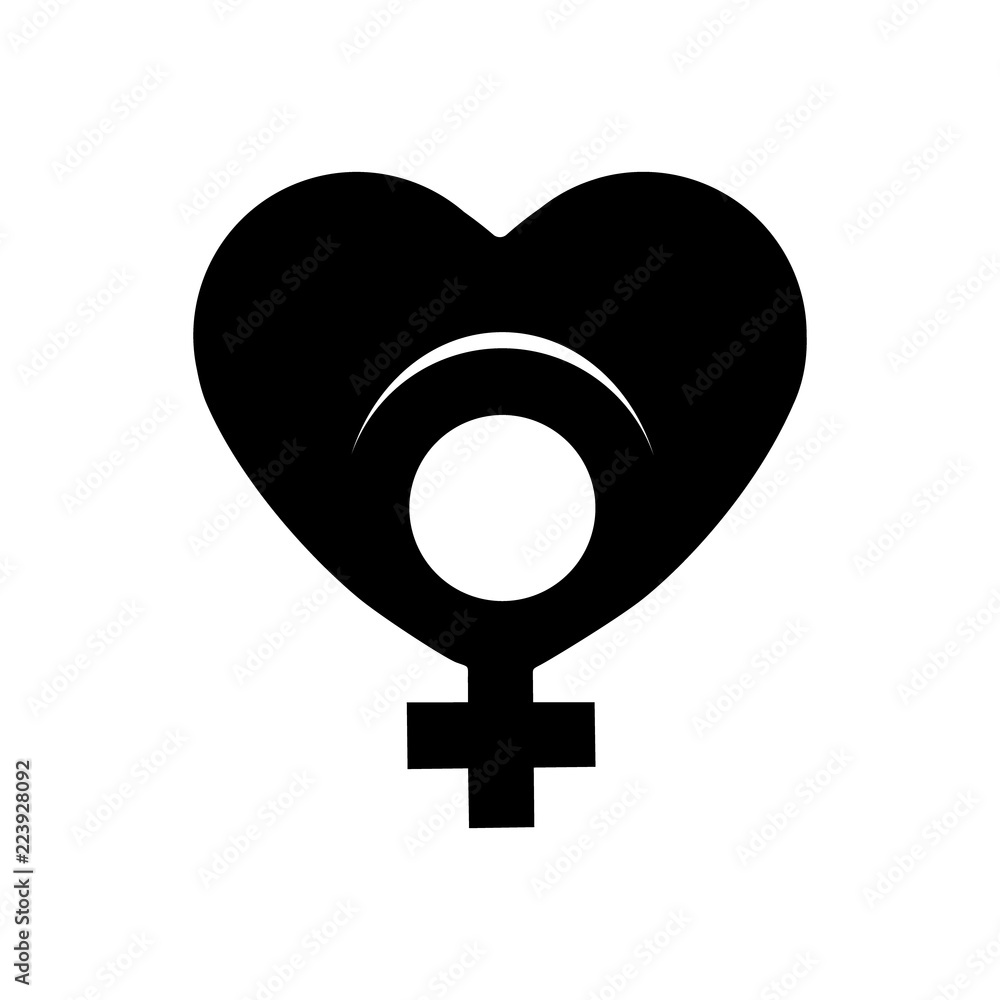 Sign female gender in black as coal heart icon. A symbol of love ...
