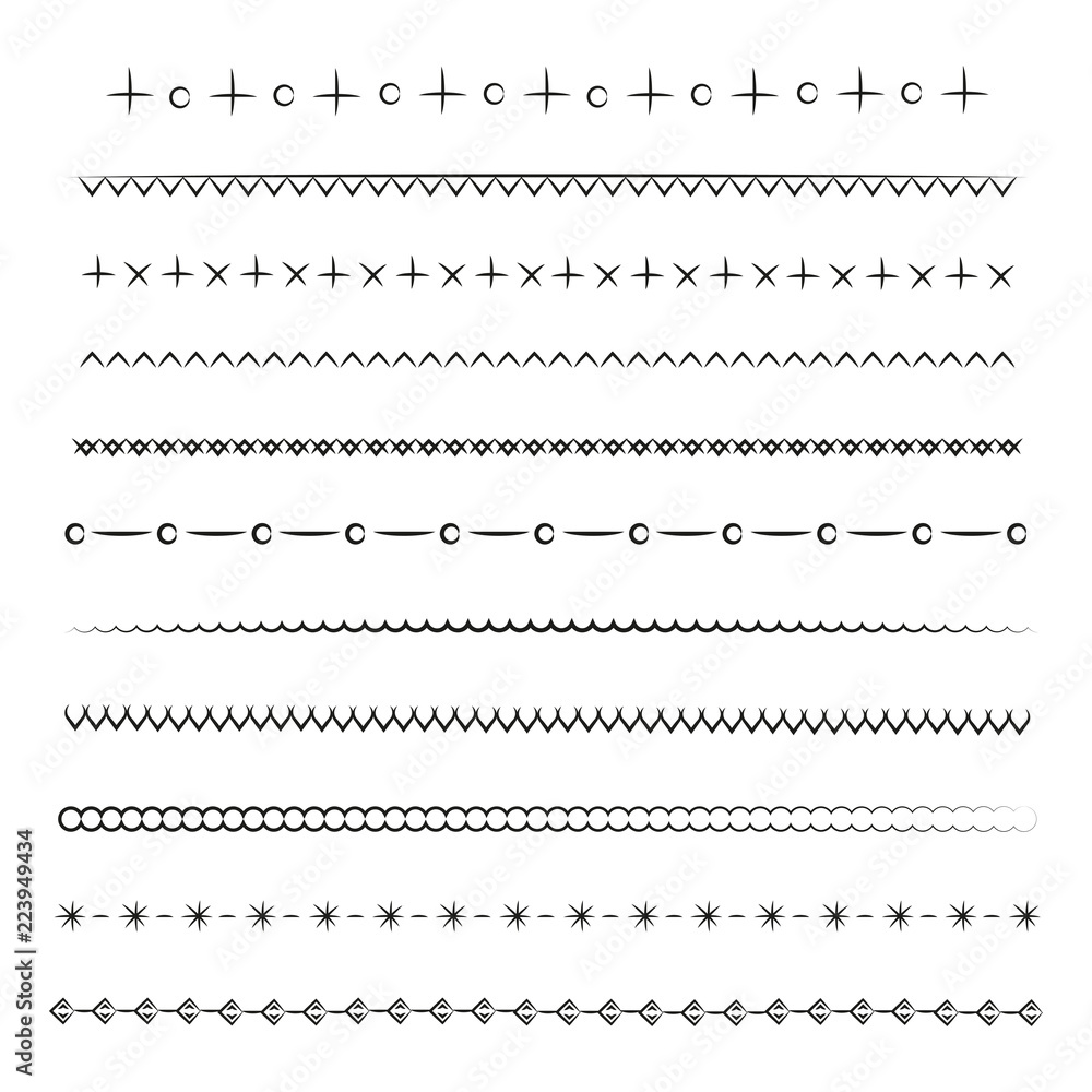 hand drawn vector line border set Stock Vector | Adobe Stock